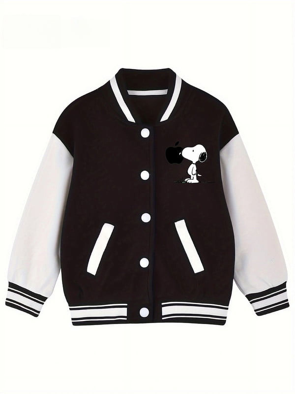 Snoopy Women's Men's Varsity Baseball Jacket Casual Letterman Bomber ...
