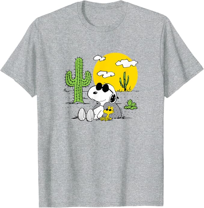 Snoopy & Woodstock Desert Cactus Unisex T-Shirt, Sport Grey Color, Size ...