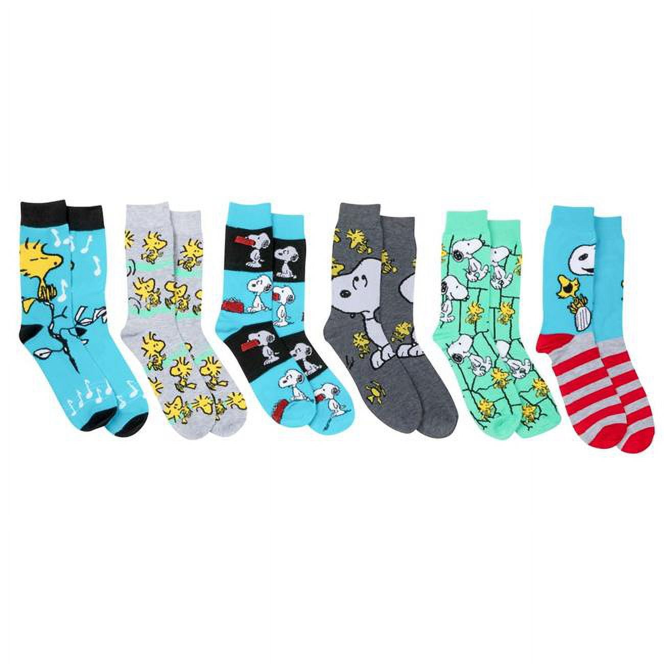 Snoopy & Woodstock Friends Crew Socks, Multi Color - Pack of 6 ...