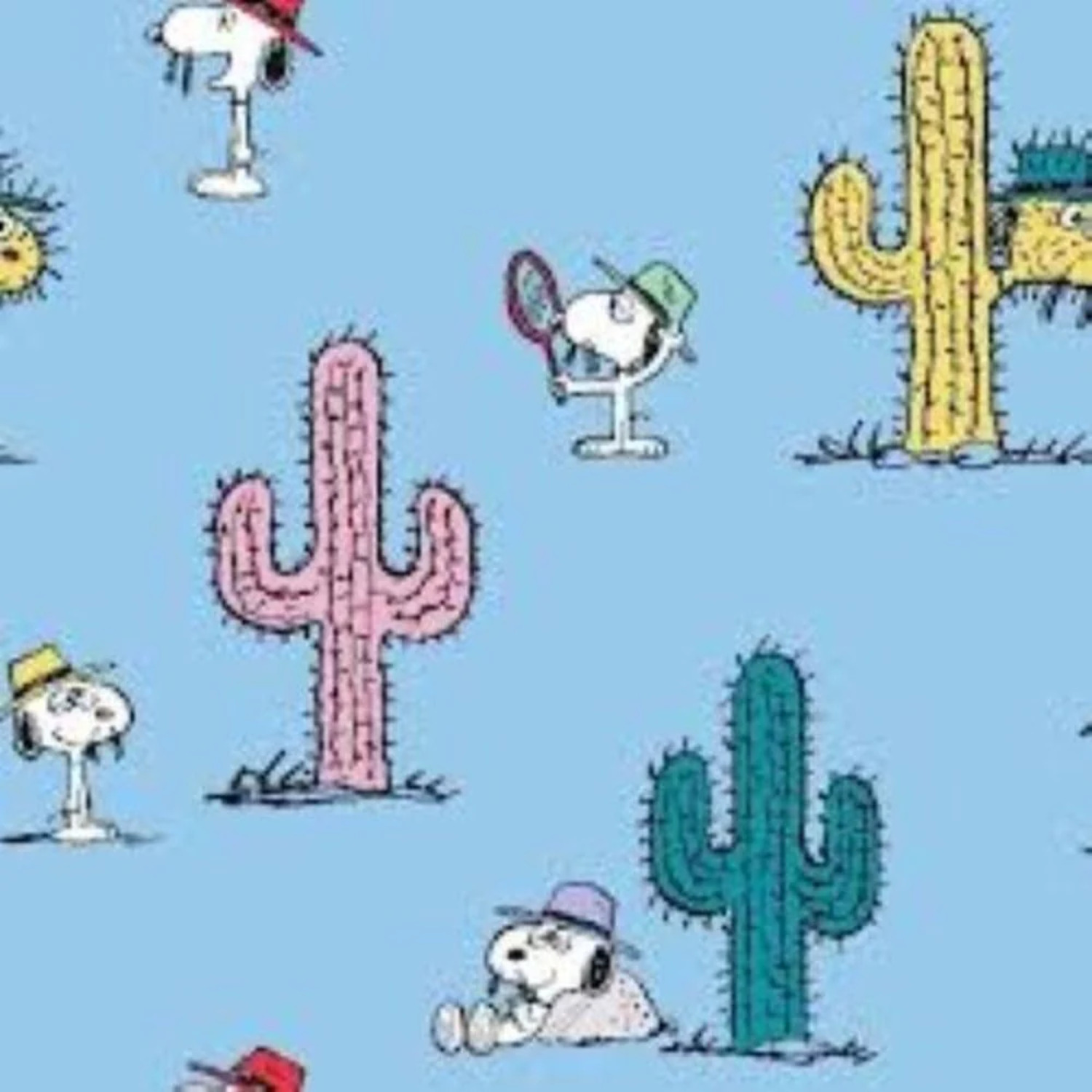 Snoopy and Cacti Cotton Fabric - Walmart.com