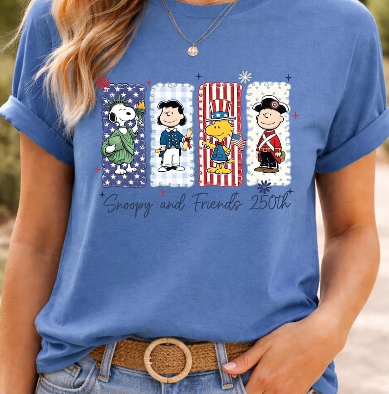 Snoopy and Friends 250th Anniversary Patriotic Shirt, Cute Cartoon ...