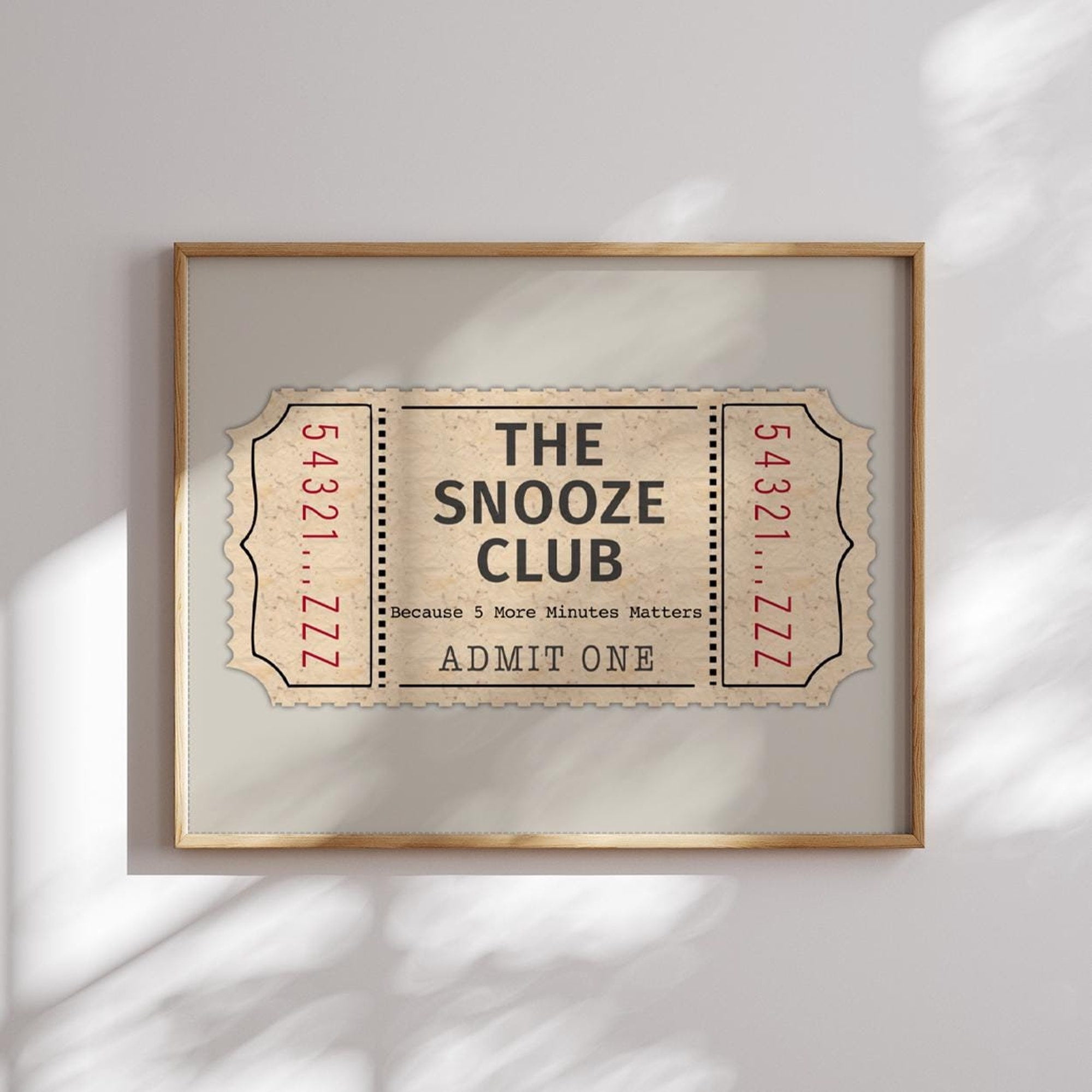 The Snooze Club Print Because 5 More Minutes Matters Wall Art The ...