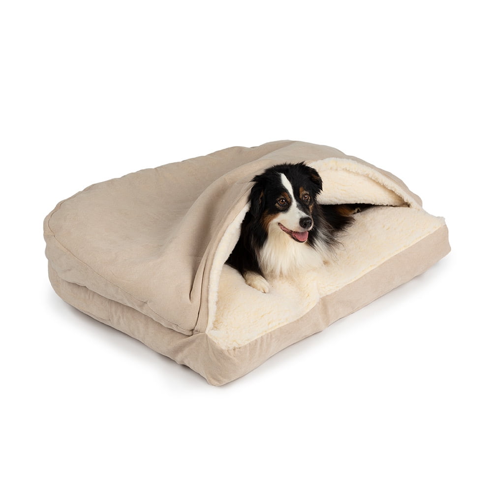 Snoozer Cozy Cave Rectangle Pet Bed, Extra Large, Buckskin, Hooded ...