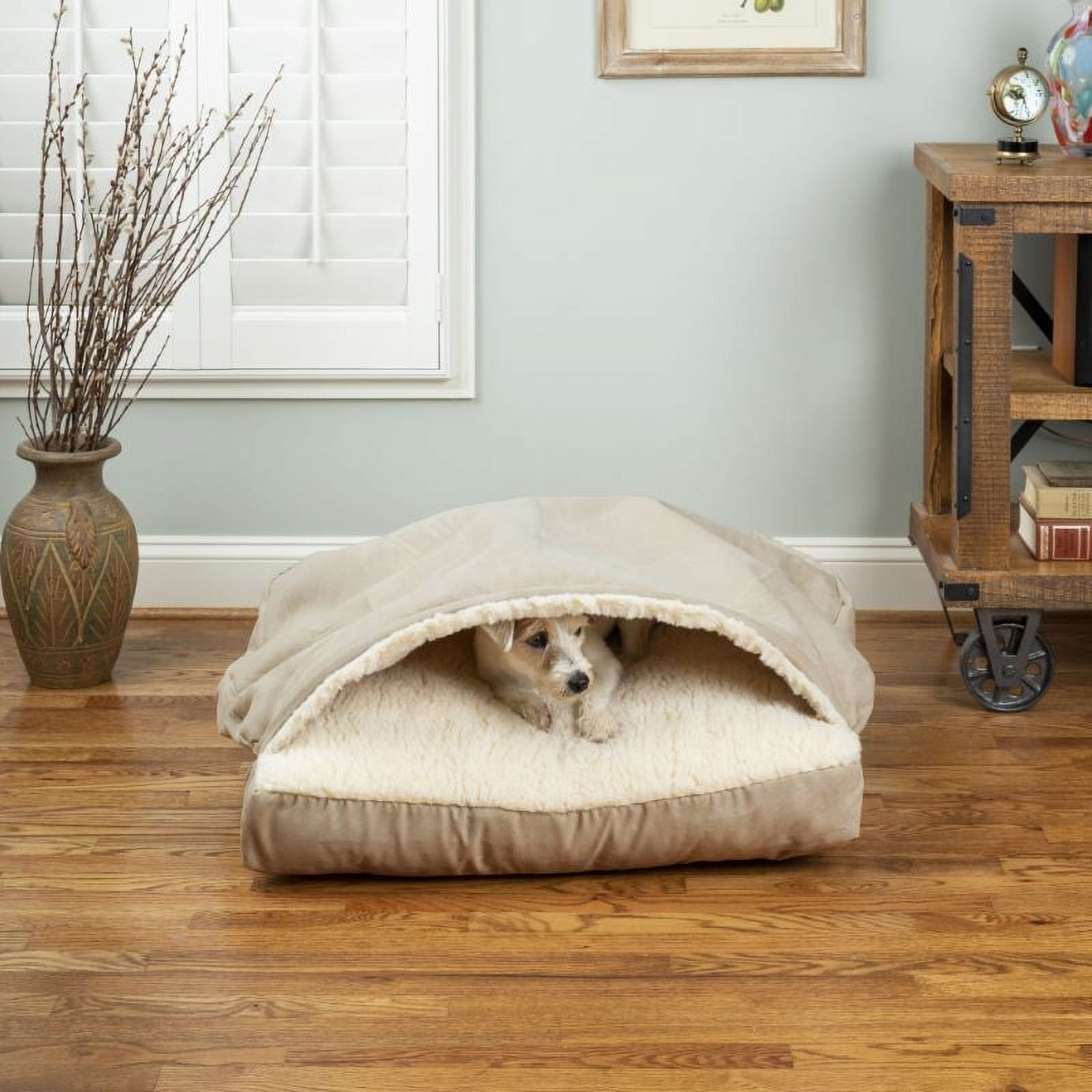 Snoozer Cozy Cave Square Pet Bed, Small, Buckskin, Hooded Nesting Dog ...