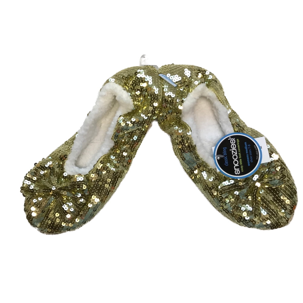 Snoozies - Classic Bling - Ballerina Slipper - Gold - Large - Walmart.com