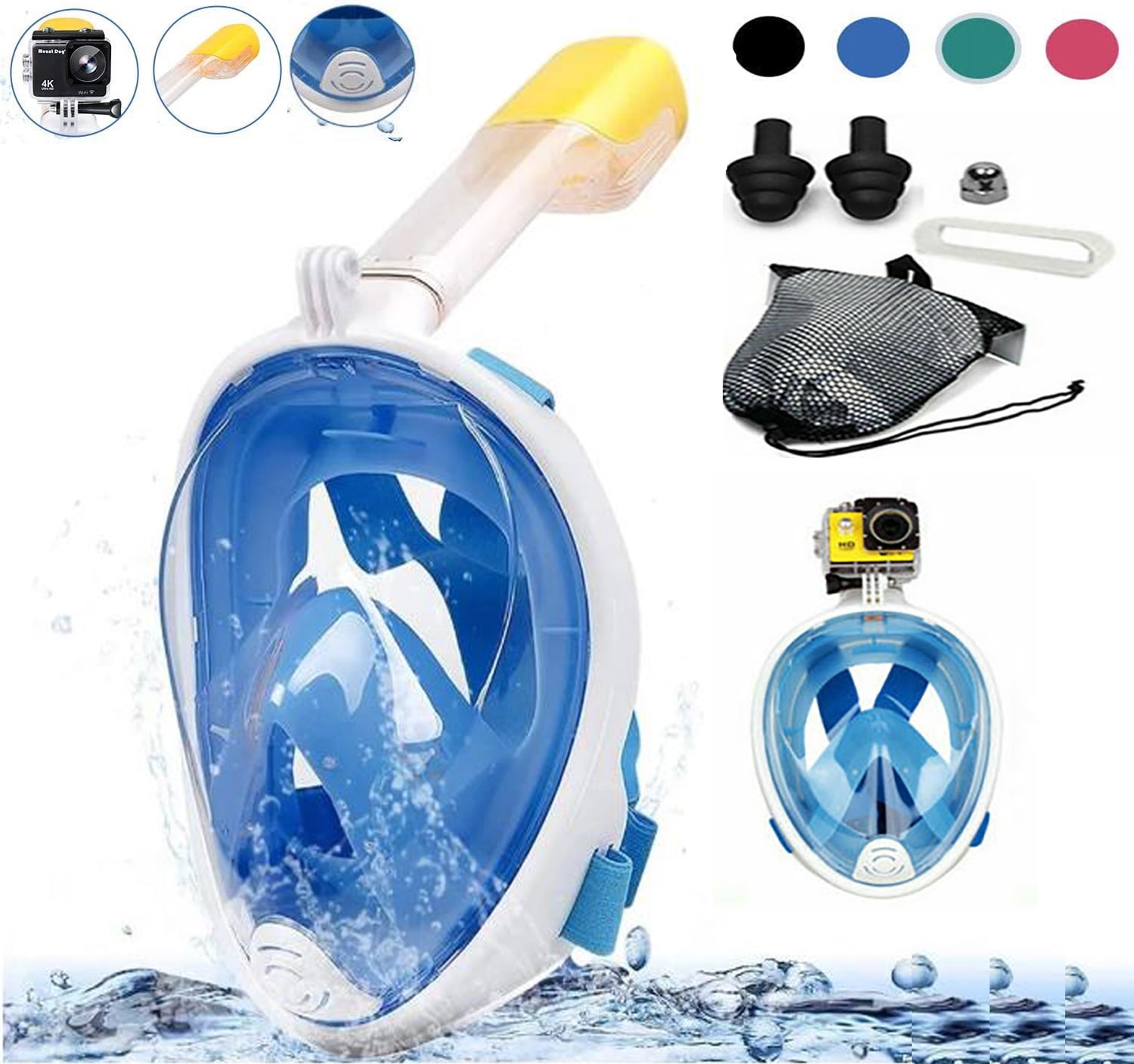 Mountdog Snorkel Mask Full Face, 180°Panoramic View, Anti-Leak&Anti-Fog ...