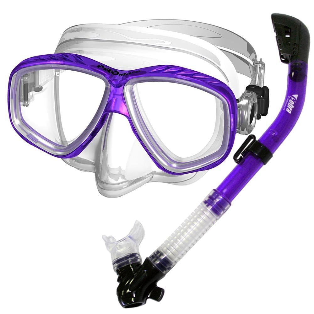 Snorkel Mask Set for Scuba Diving Snorkeling, Purple - Walmart.com