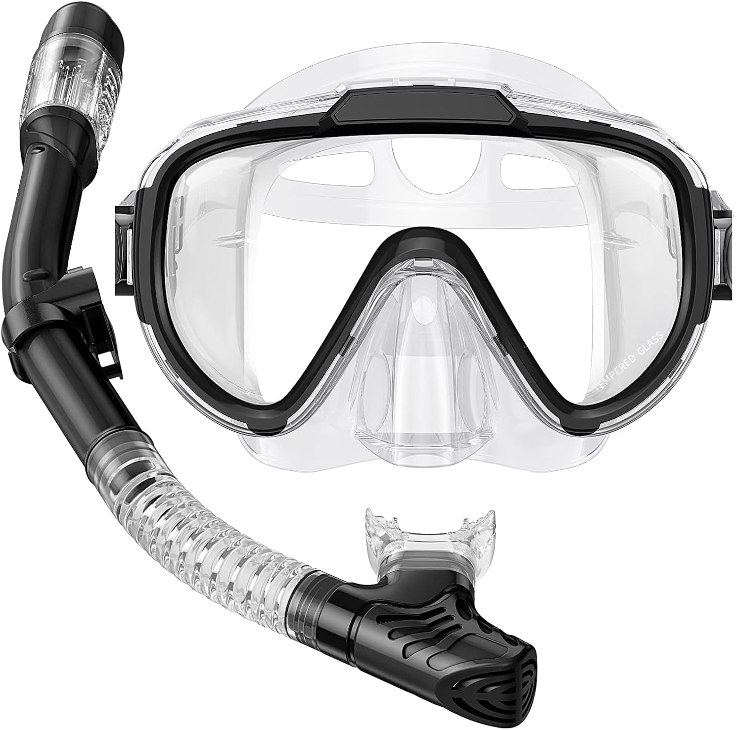 Snorkel Set Adults Snorkeling Gear Anti-Fog Panoramic View Swim Mask ...
