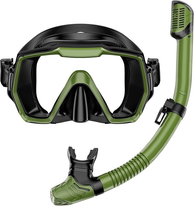 Snorkel Set Adults Snorkeling Gear Anti-Leak and Anti-Fog Tempered ...