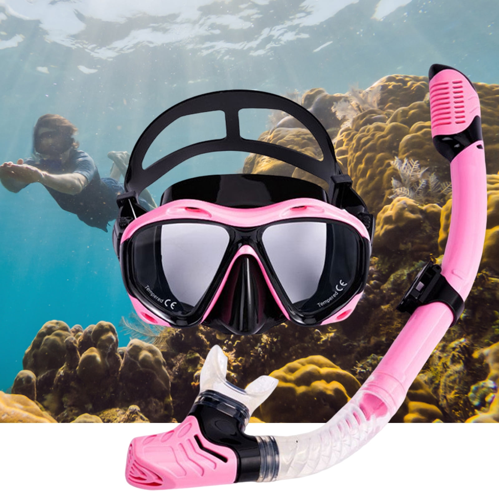 Snorkel Set, Anti-Fog Diving Mask, Anti-Leak Dry Top Snorkel Mask, Easy ...