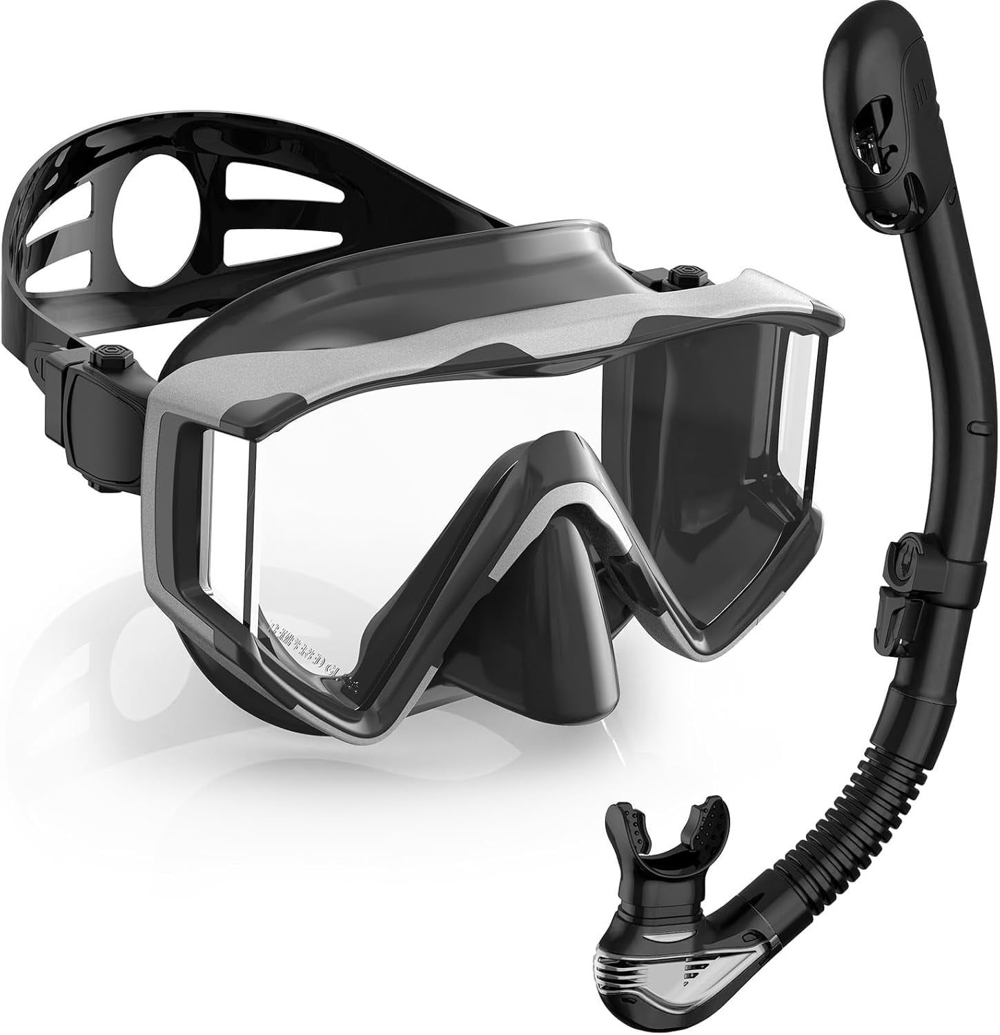 Snorkel Set Pano 3 Window Snorkel Mask Adult, Panoramic Wide View, Anti ...