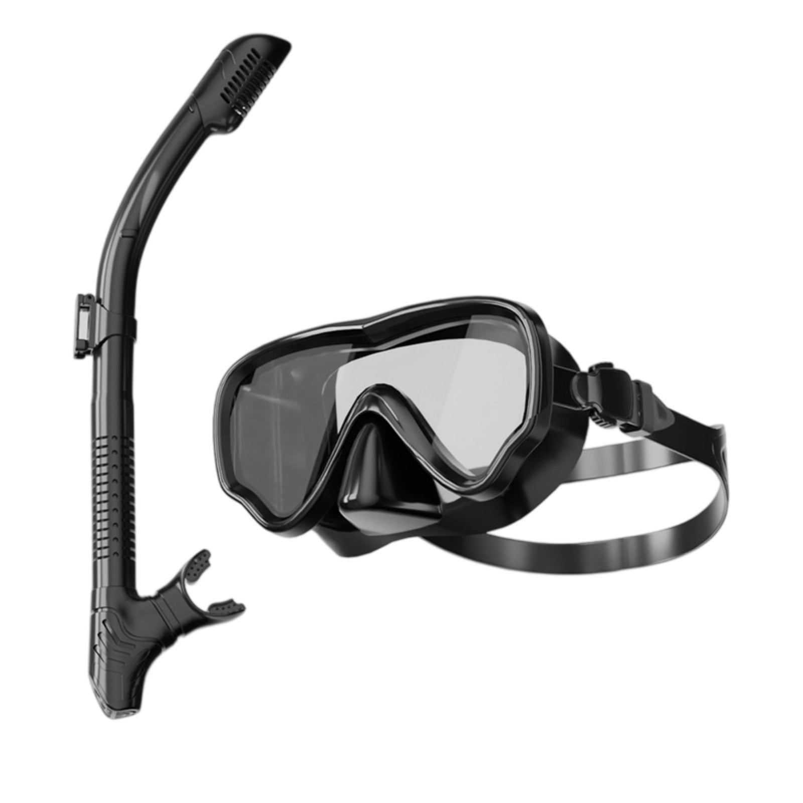 Snorkel Set for Adults - Panoramic Anti-Fog Tempered Glass Mask, Leak ...