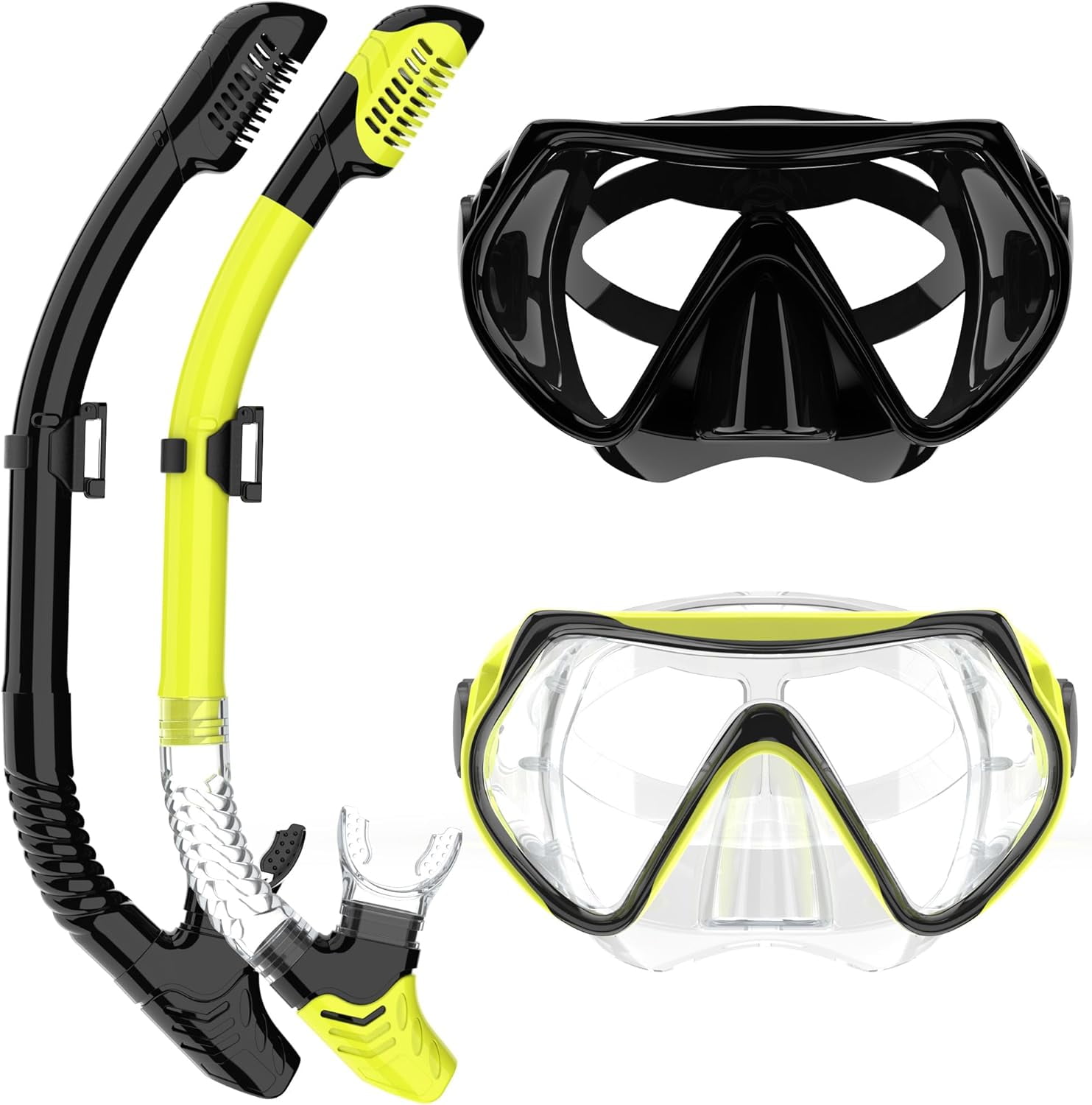 Snorkeling Gear for Adults, Dry Snorkel Set 180° Panoramic Wide View ...