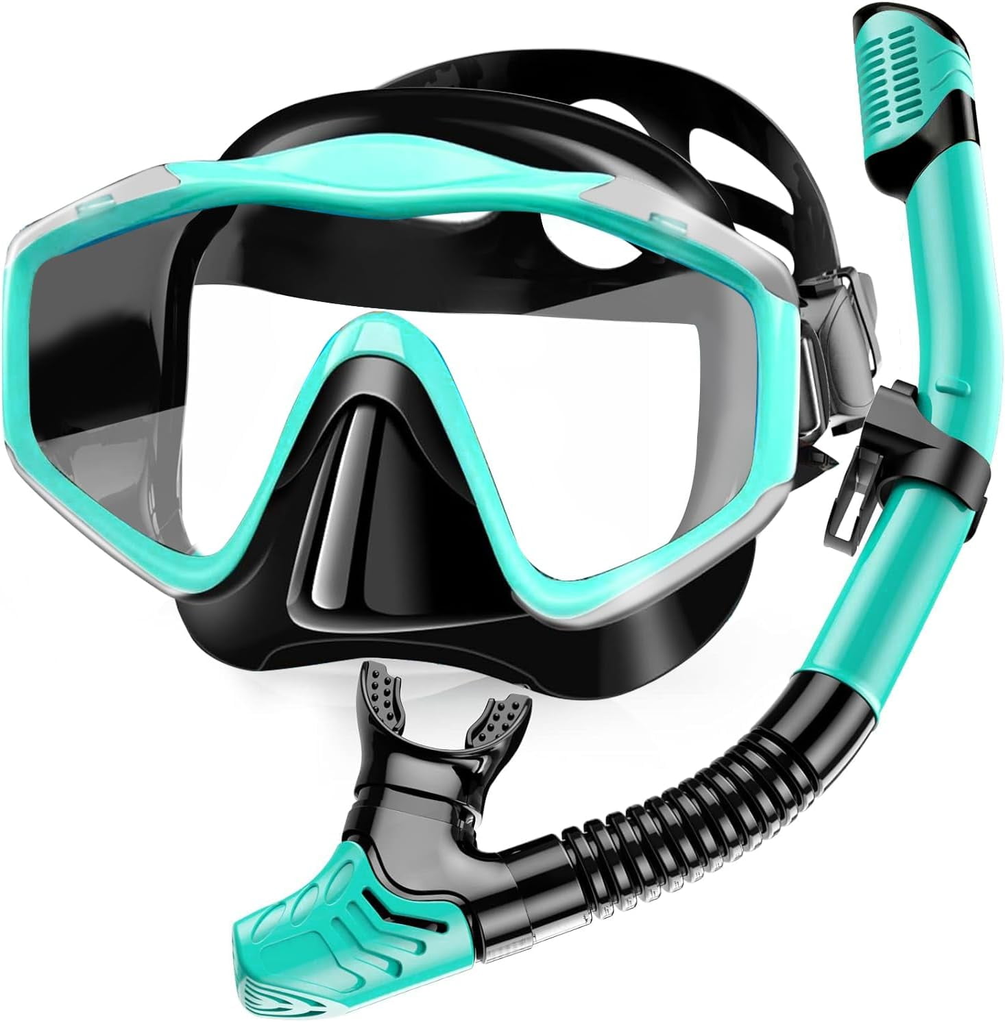 Snorkeling Gear for Adults,Dry-Top Snorkel Set with Tempered Glass,Anti ...