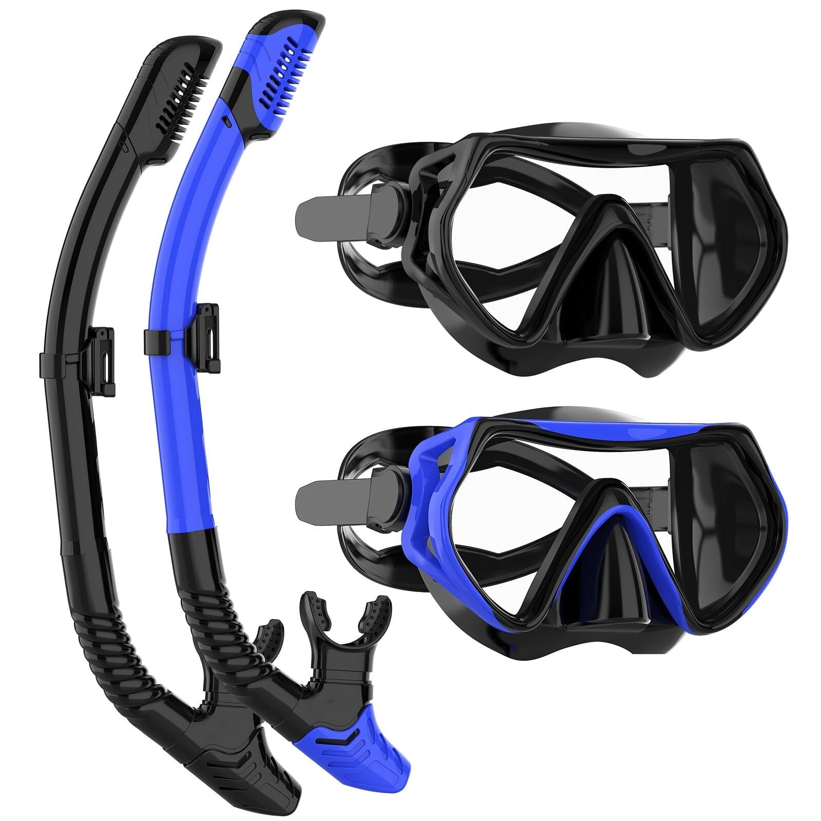 Snorkeling Gear for Adults, Snorkel Mask Set with 180 Degree Tempered ...