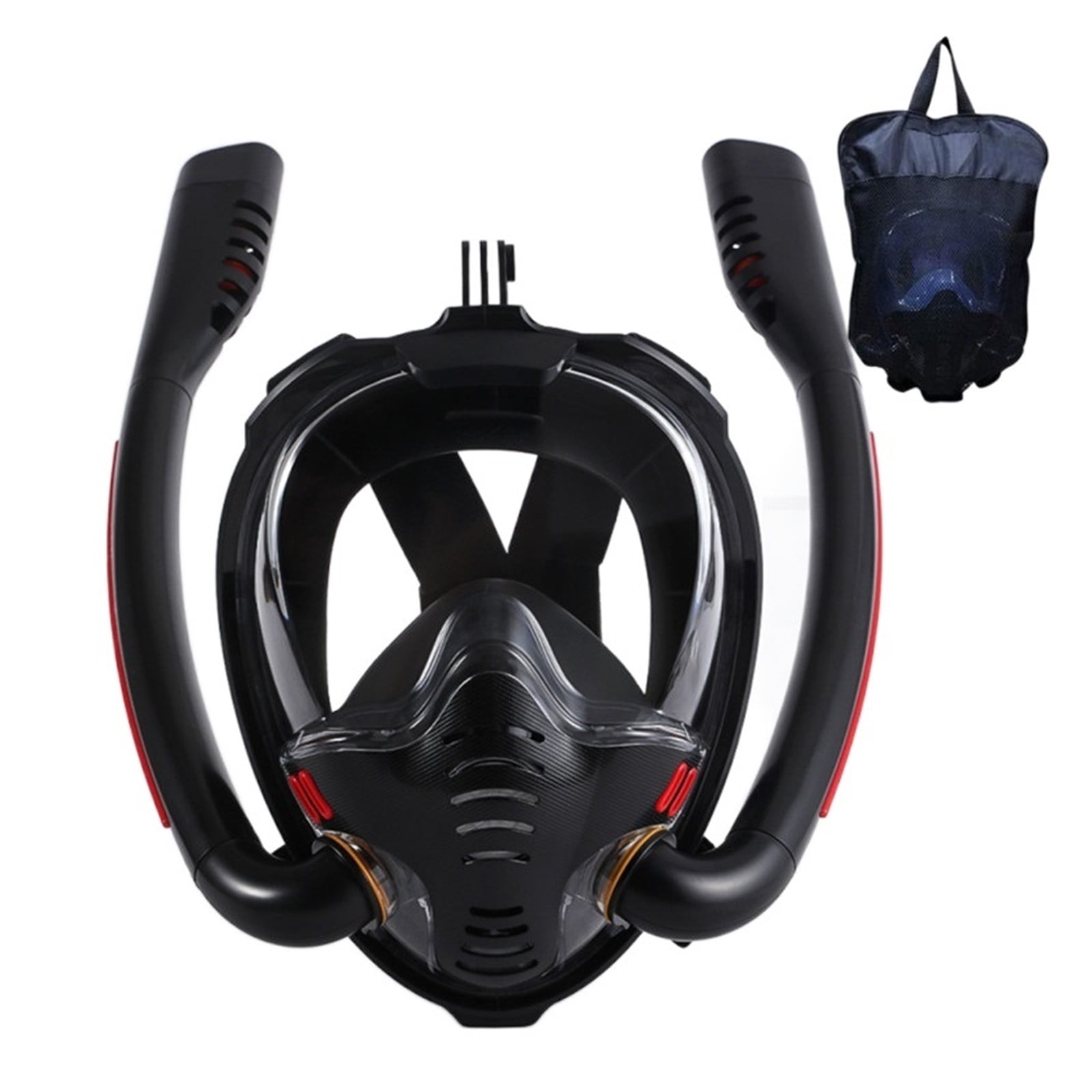 Snorkeling Mask Double Tube Silicone Full Dry Diving Mask Adult ...