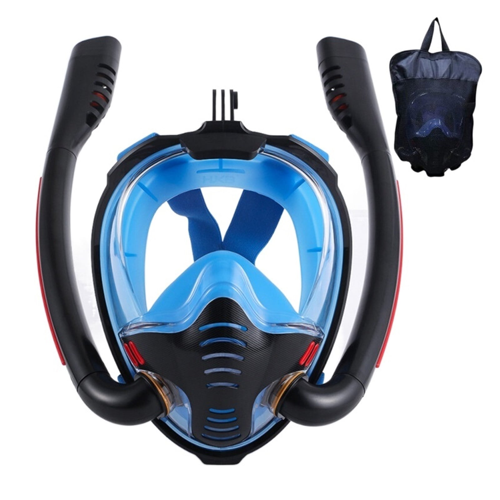 Snorkeling Mask Double Tube Silicone Full Dry Diving Mask Adult ...