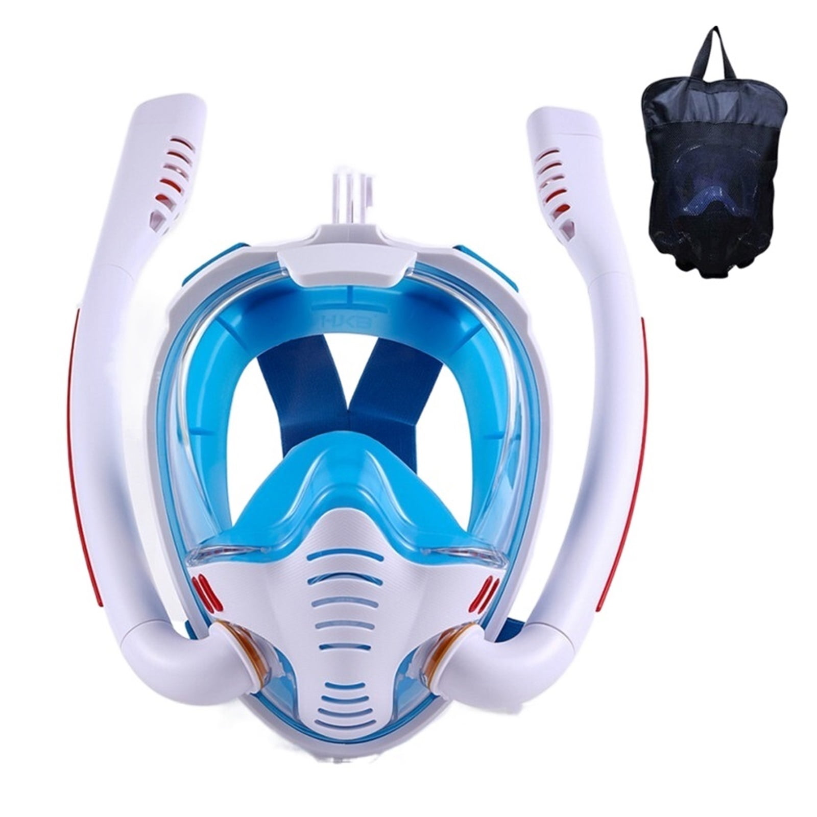 Snorkeling Mask Double Tube Silicone Full Dry Diving Mask Adult ...