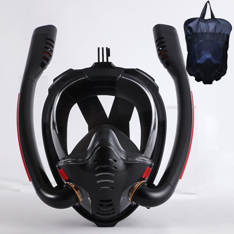 Snorkeling mask double tube silicone full dry diving mask adult ...