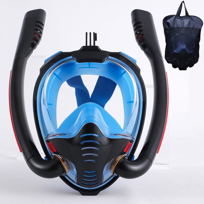 Snorkeling Mask Double Tube Silicone Full Dry Diving Mask Adult ...