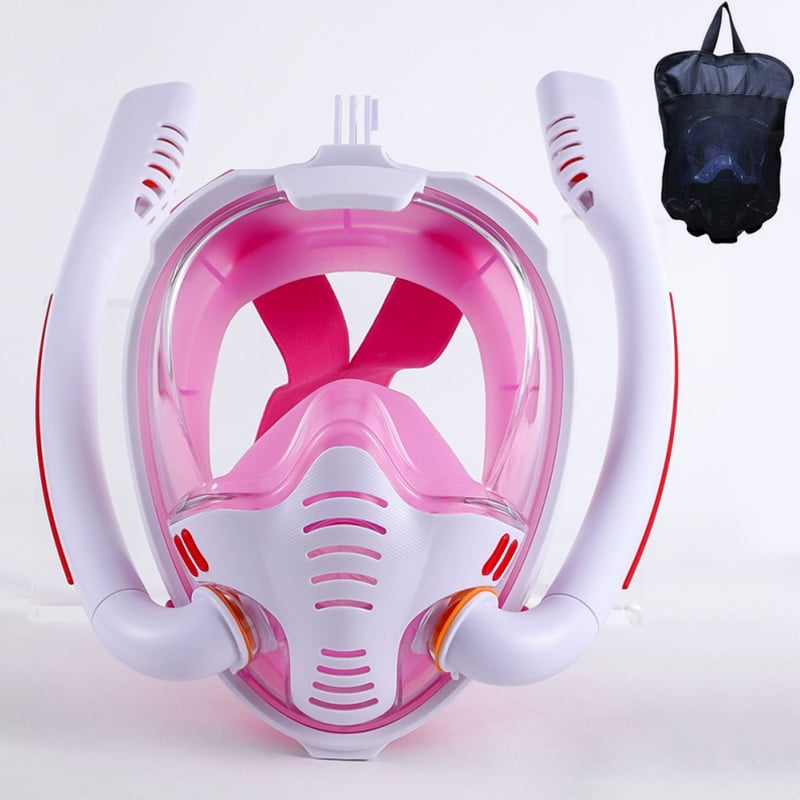 Snorkeling Mask Double Tube Silicone Full Dry Diving Mask Adult ...