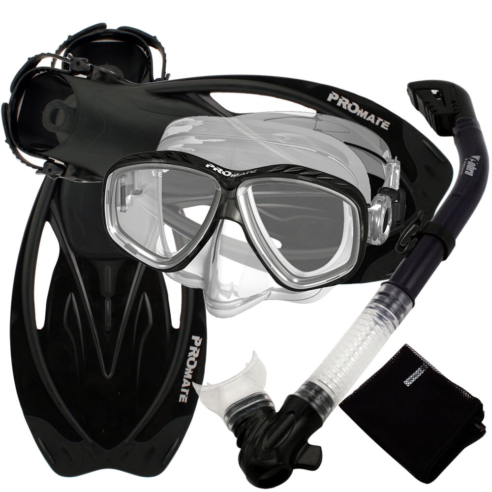 Snorkeling Set Scuba Dive Gear Snorkel Mask Diving Fins Set,Black,MLXL ...