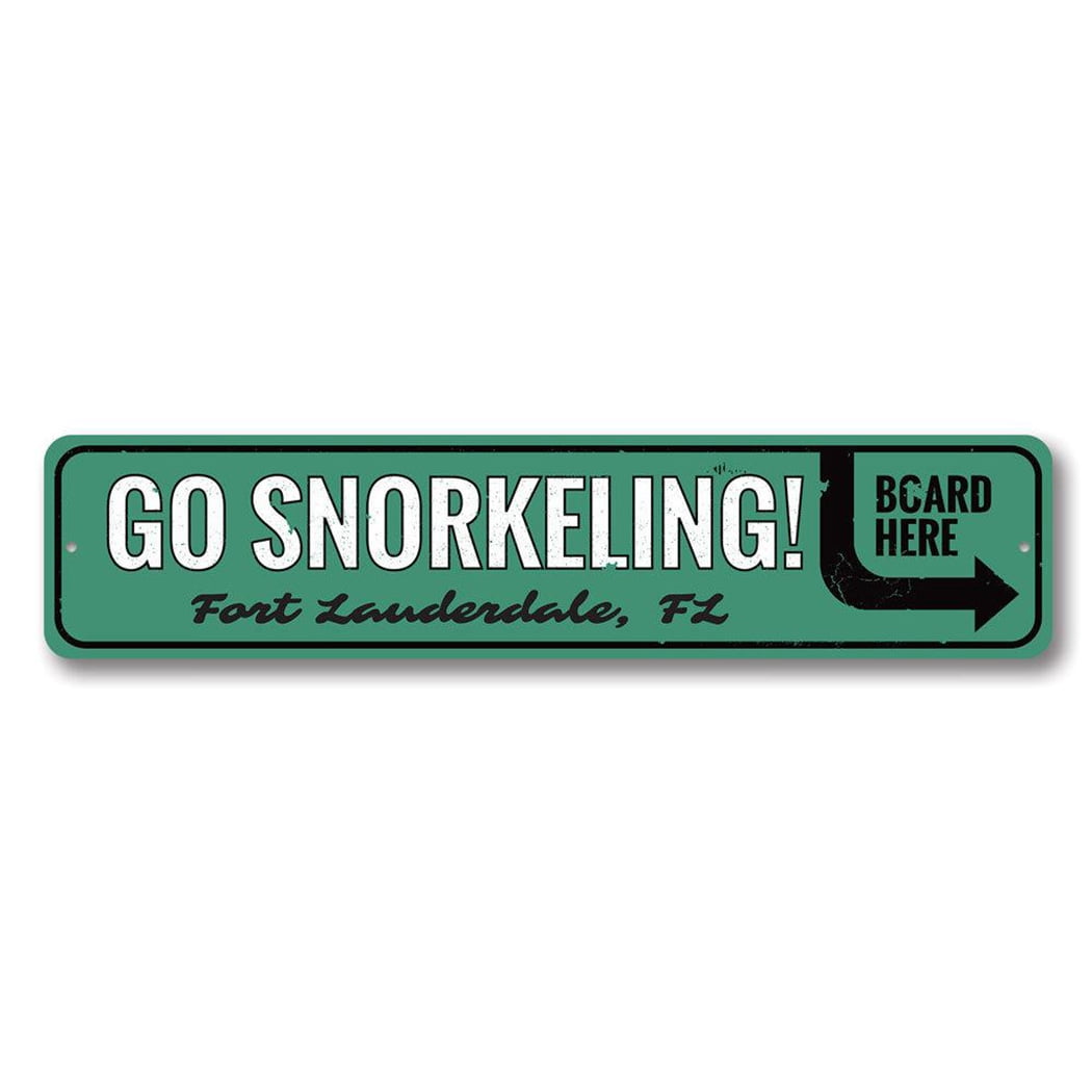 Snorkeling Sign, Go Snorkeling Board Here Arrow Sign, Beach Location ...