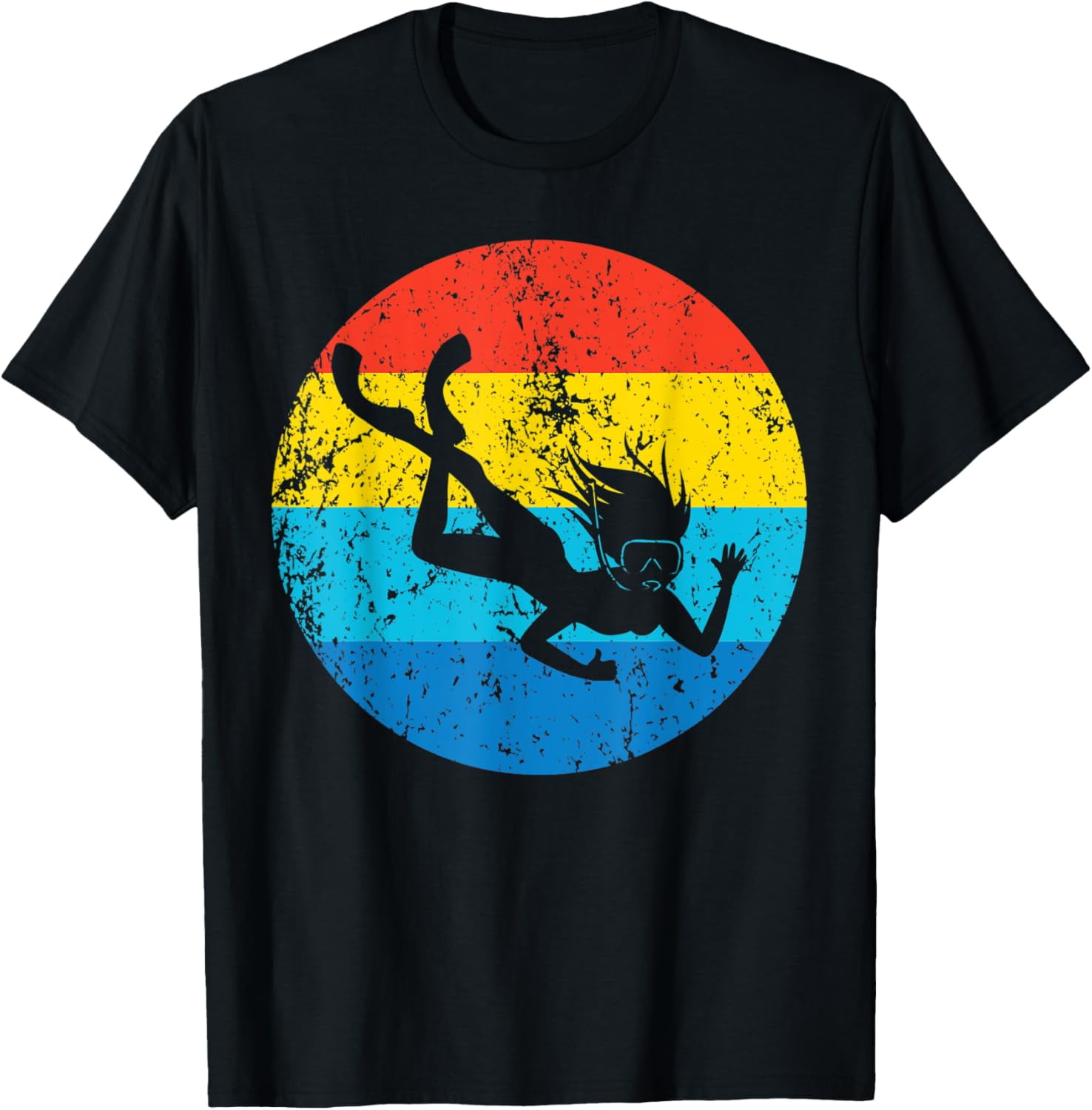 Snorkeling Vintage Snorkeler Retro 1970's Style Circle T-Shirt men and ...