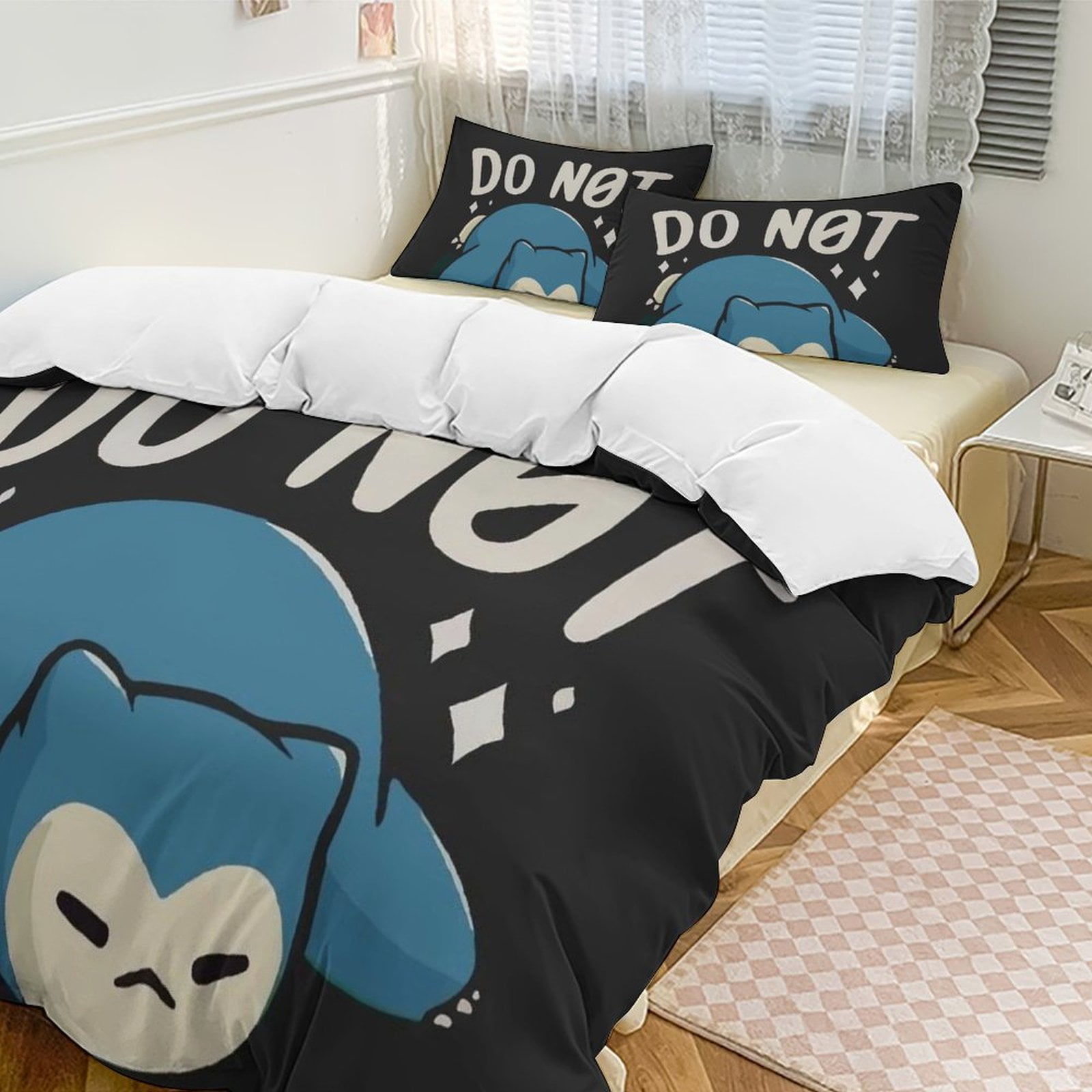 Snorlax Bed Duvet Cover Funny Anime Cartoon Bedding Sets Lightweight 3 ...