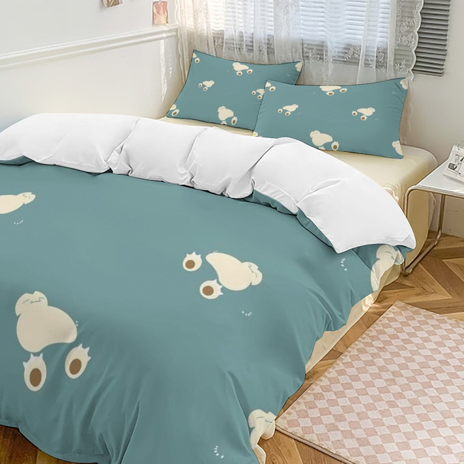 Snorlax Bed Duvet Cover Funny Anime Cartoon Bedding Sets Lightweight 3 ...