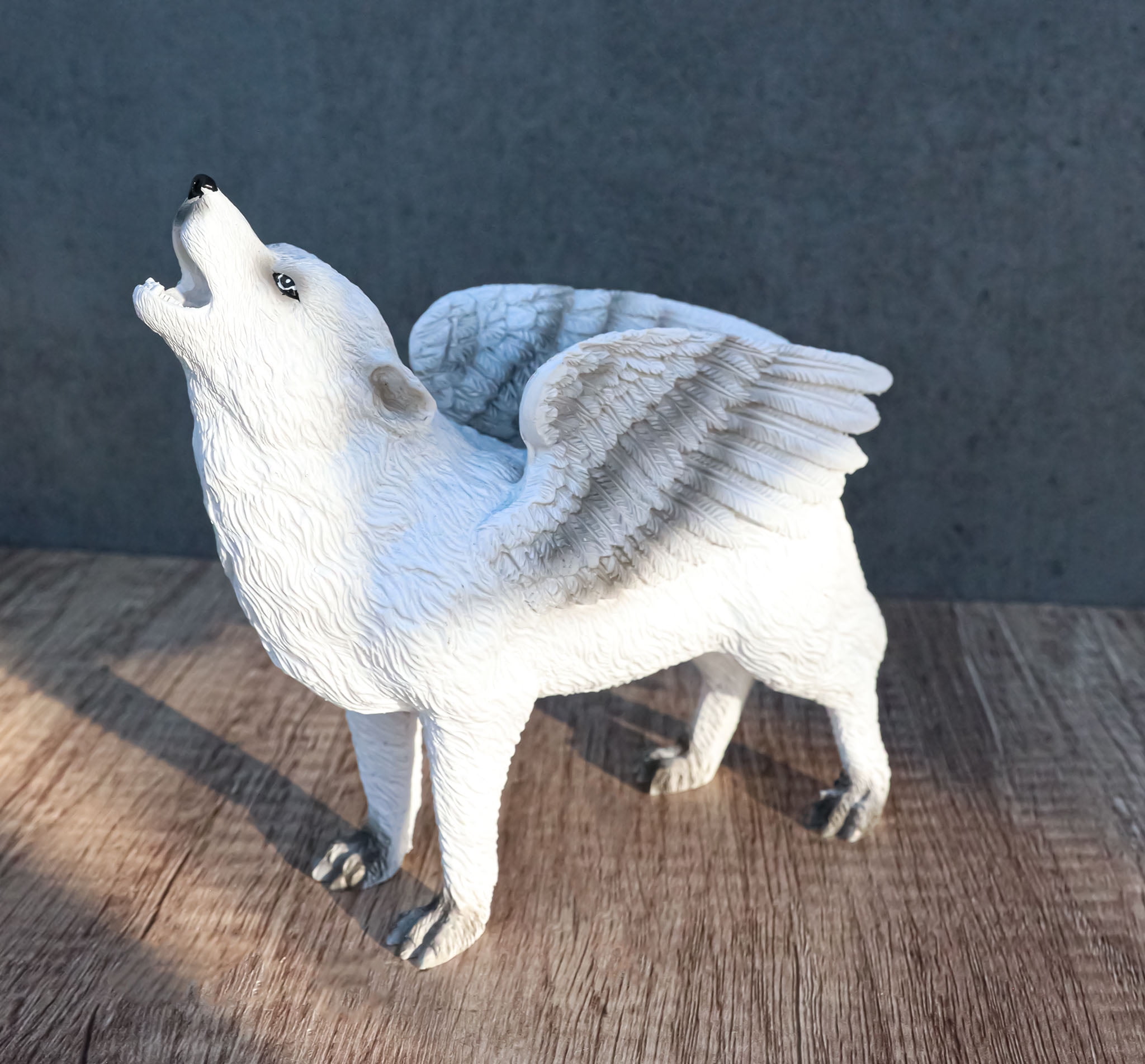 Snow Angel Wings Native Tribal Howling Wolf Totem Spirit Figurine ...