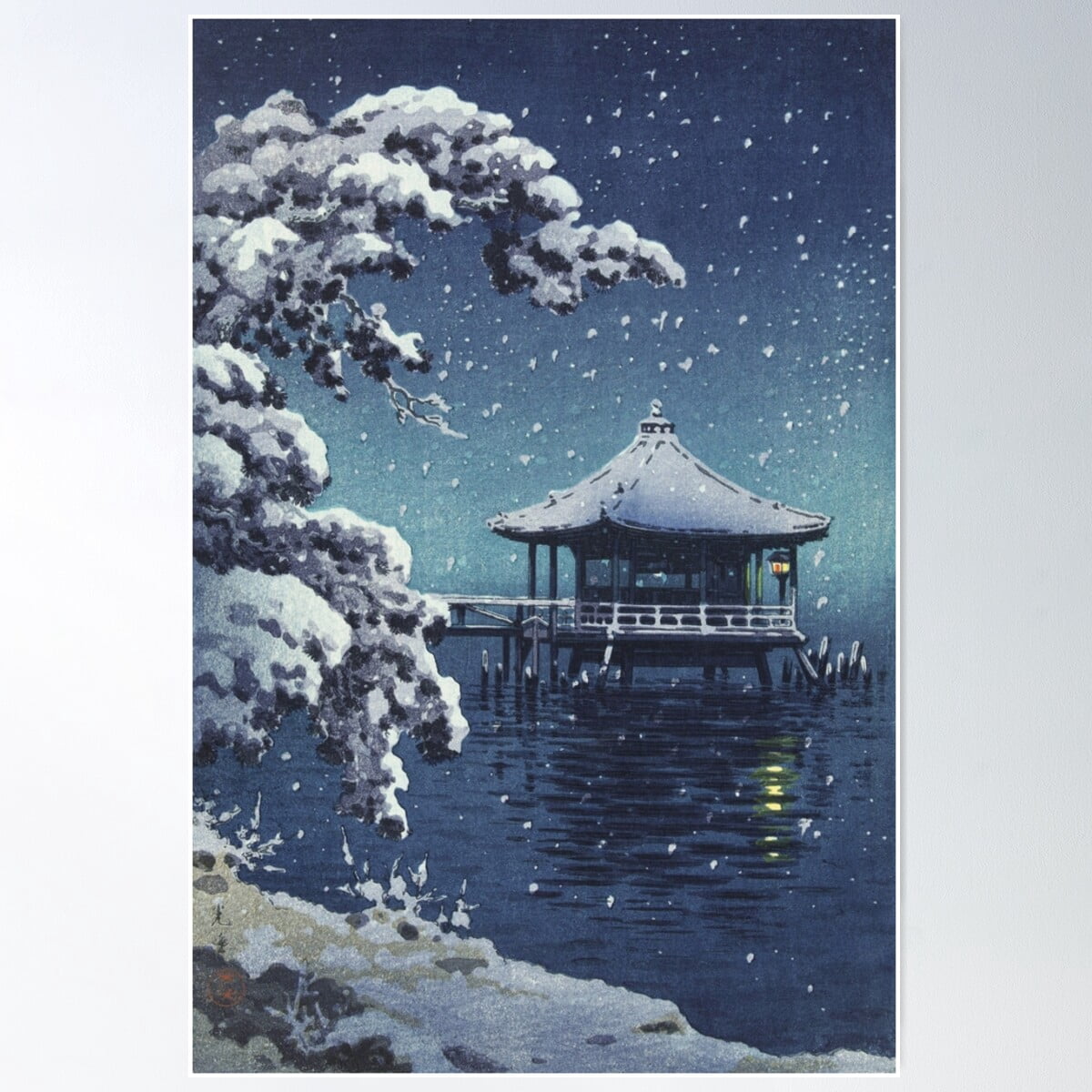 Snow At The Ukimido Katada By Tsuchiya Koitsu Poster Wall Art, Modern ...