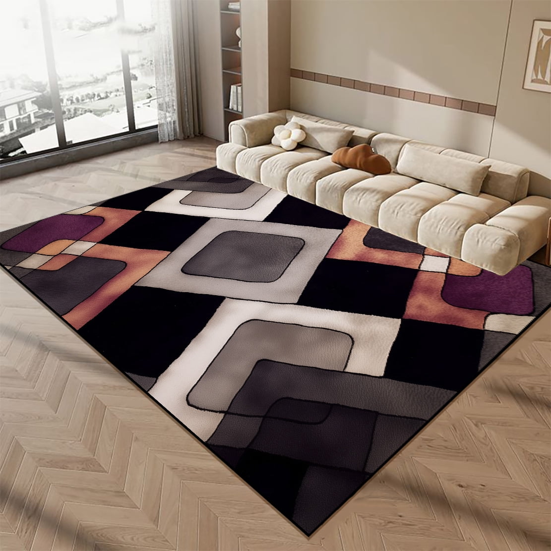 Modern Geometry Carpets Living Room Abstract Soft Fluffy Bedroom Sofa ...