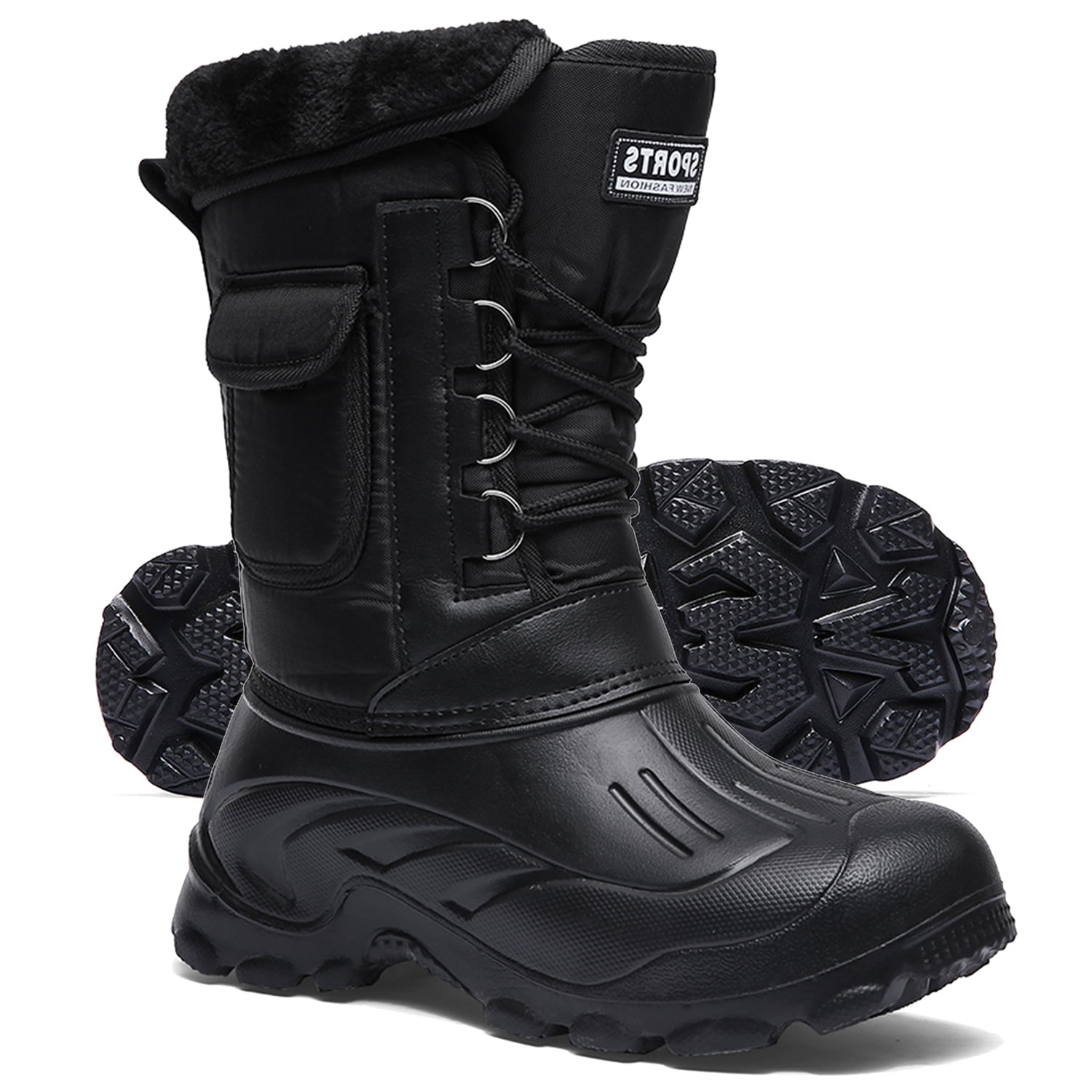 Snow Boots for Men Outdoor Mid-Calf Winter Warm Snow Shoes with ...