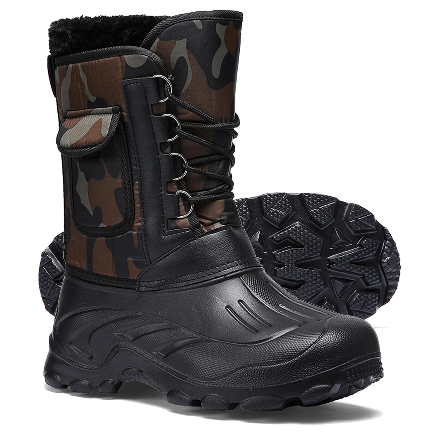Snow Boots for Men Outdoor Mid-Calf Winter Warm Snow Shoes with ...