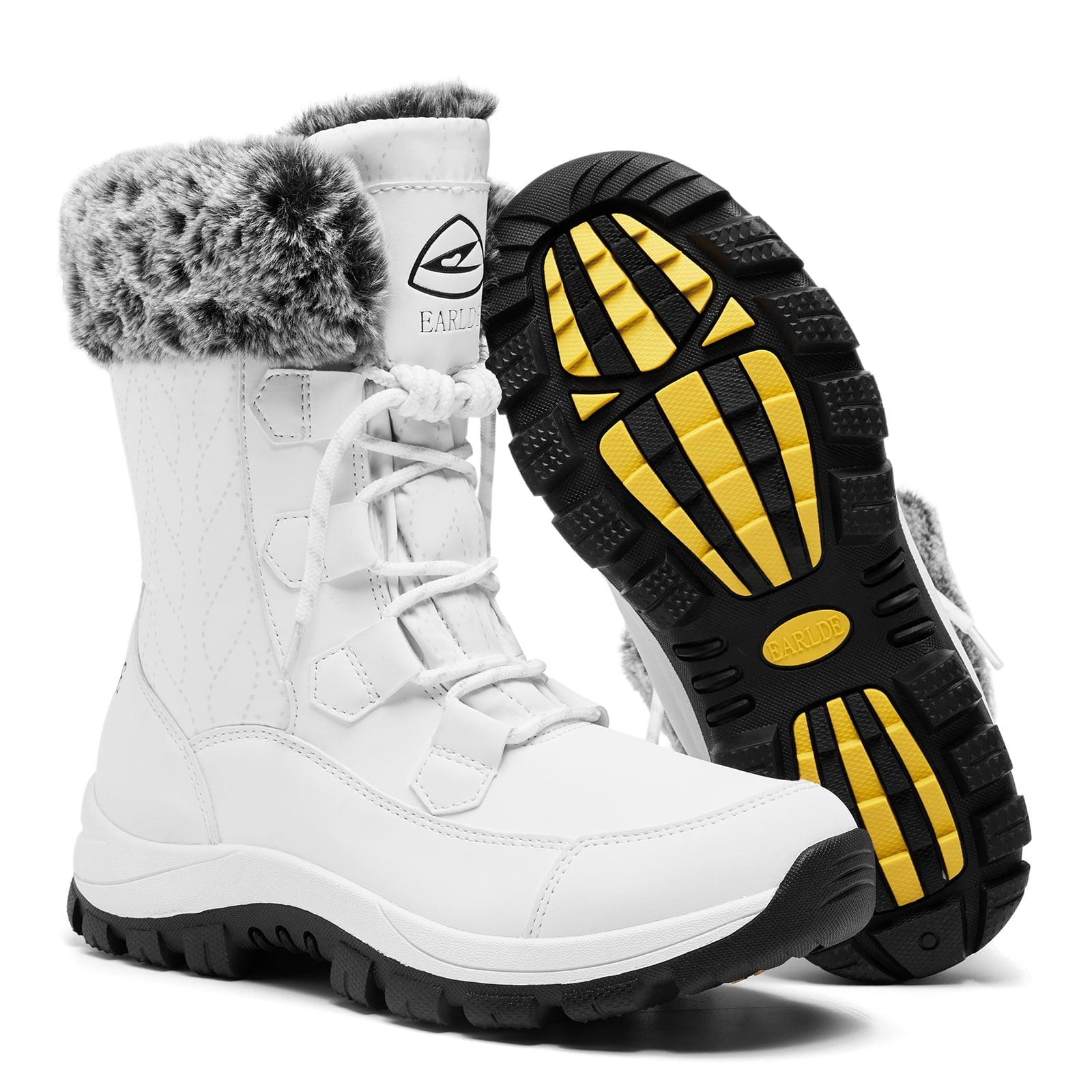 Snow Boots for Women Waterproof Outdoor Hiking Shoes Winter Warm Mid ...