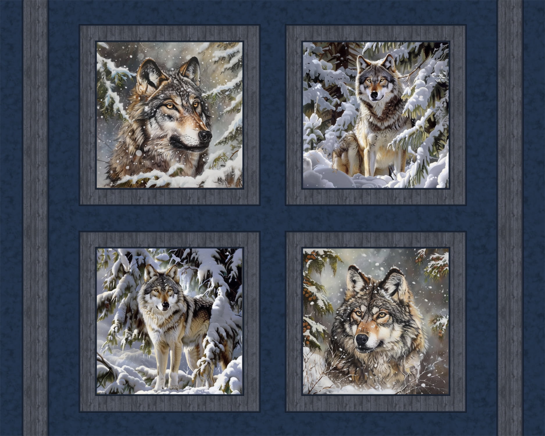 Snow Bound Wolves Pillow Panel Cotton Fabric - Walmart.com
