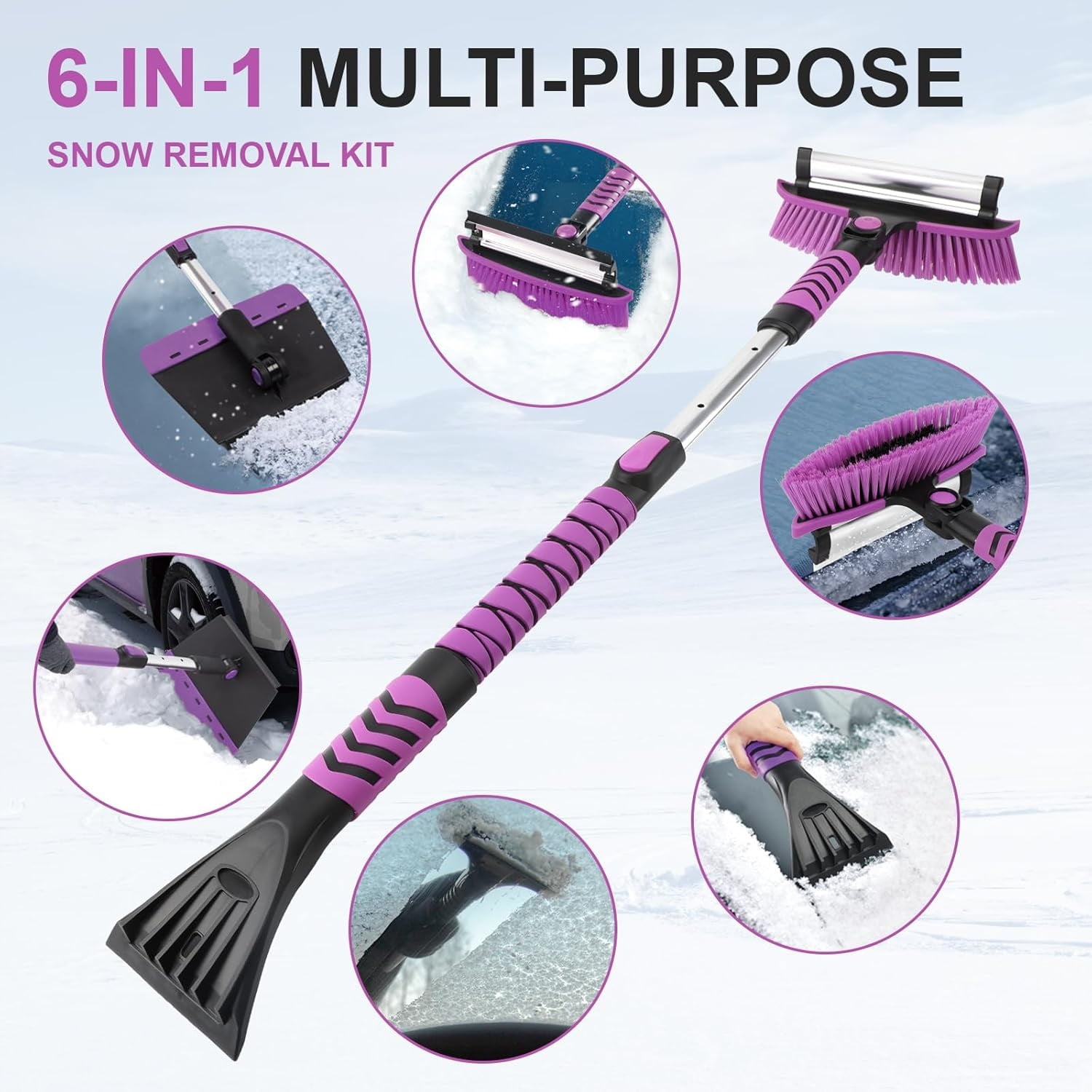 Snow Brush, Extendable Ice Scrapers for Car Windshield with 270 ...