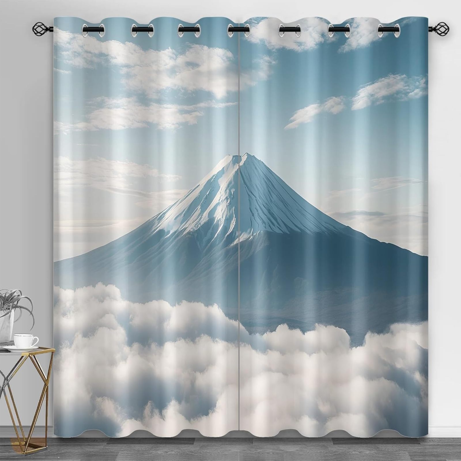 Snow-Capped Mountains Thermal Insulated Drapes, Clouds Noise Reducing ...