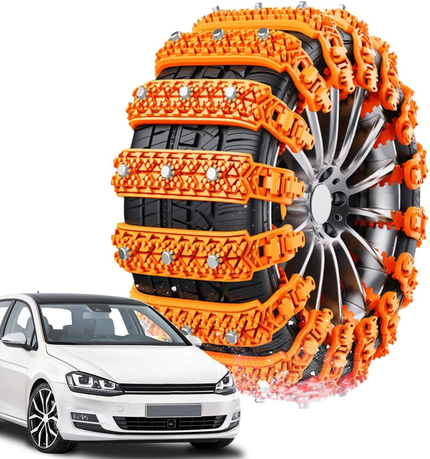 Snow Chains for Car – 10 Pack Tire Anti-Skid Chains, Heavy Duty Winter ...