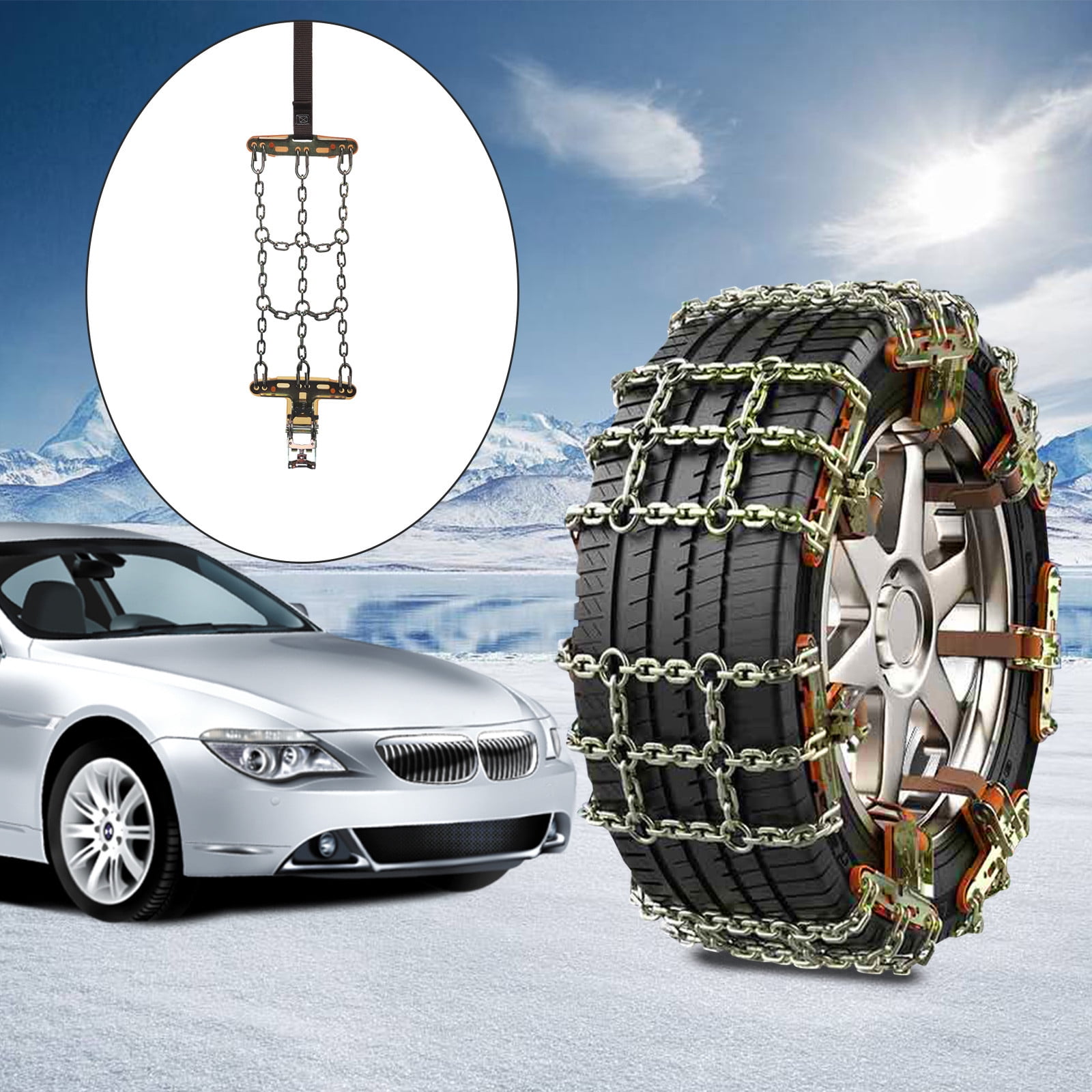 Snow Chains for Cars Trucks SUVs Sedans | Universal Adjustable Tire ...
