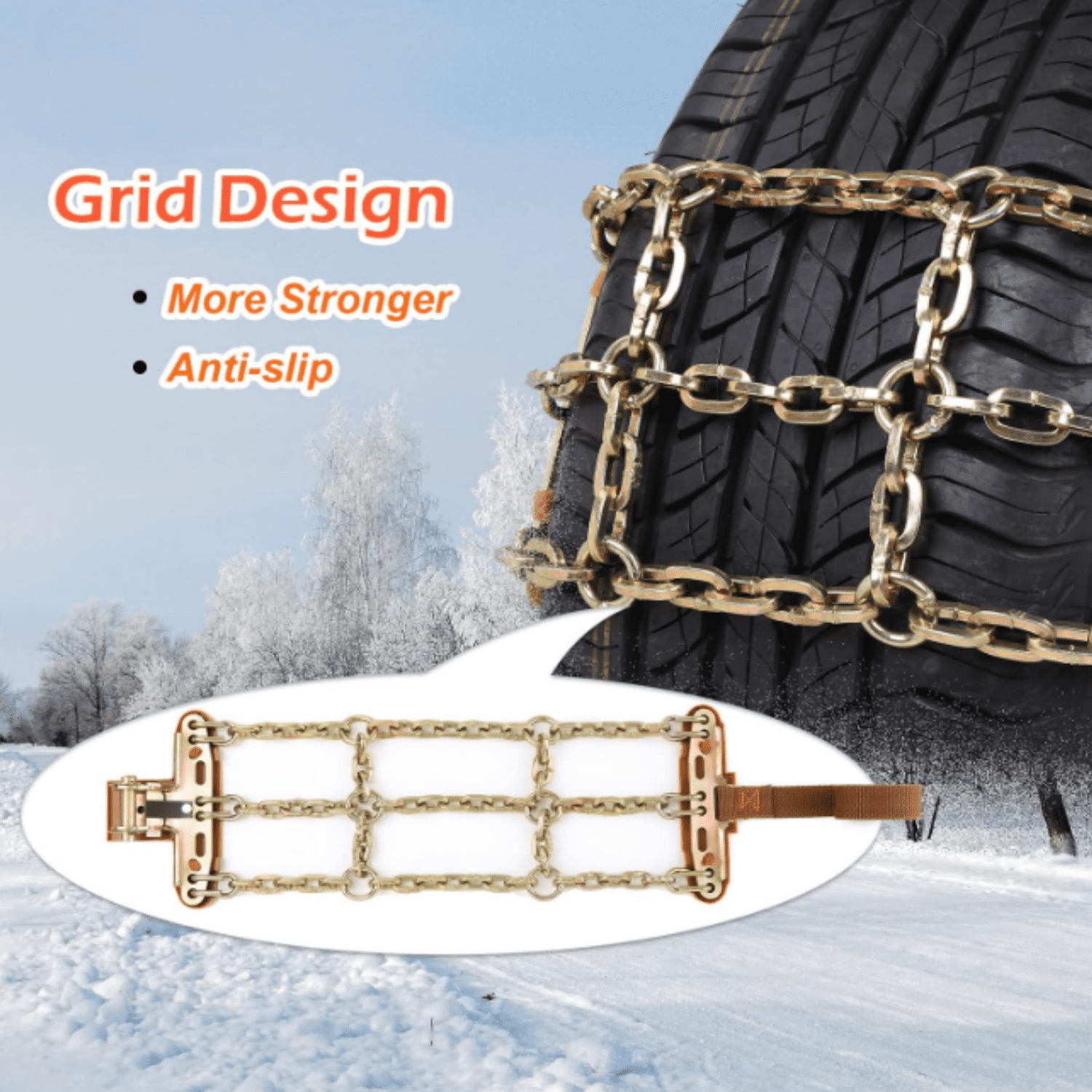 "Snow Chains for SUV Car Pickup Trucks RV, Universal Adjustable ...