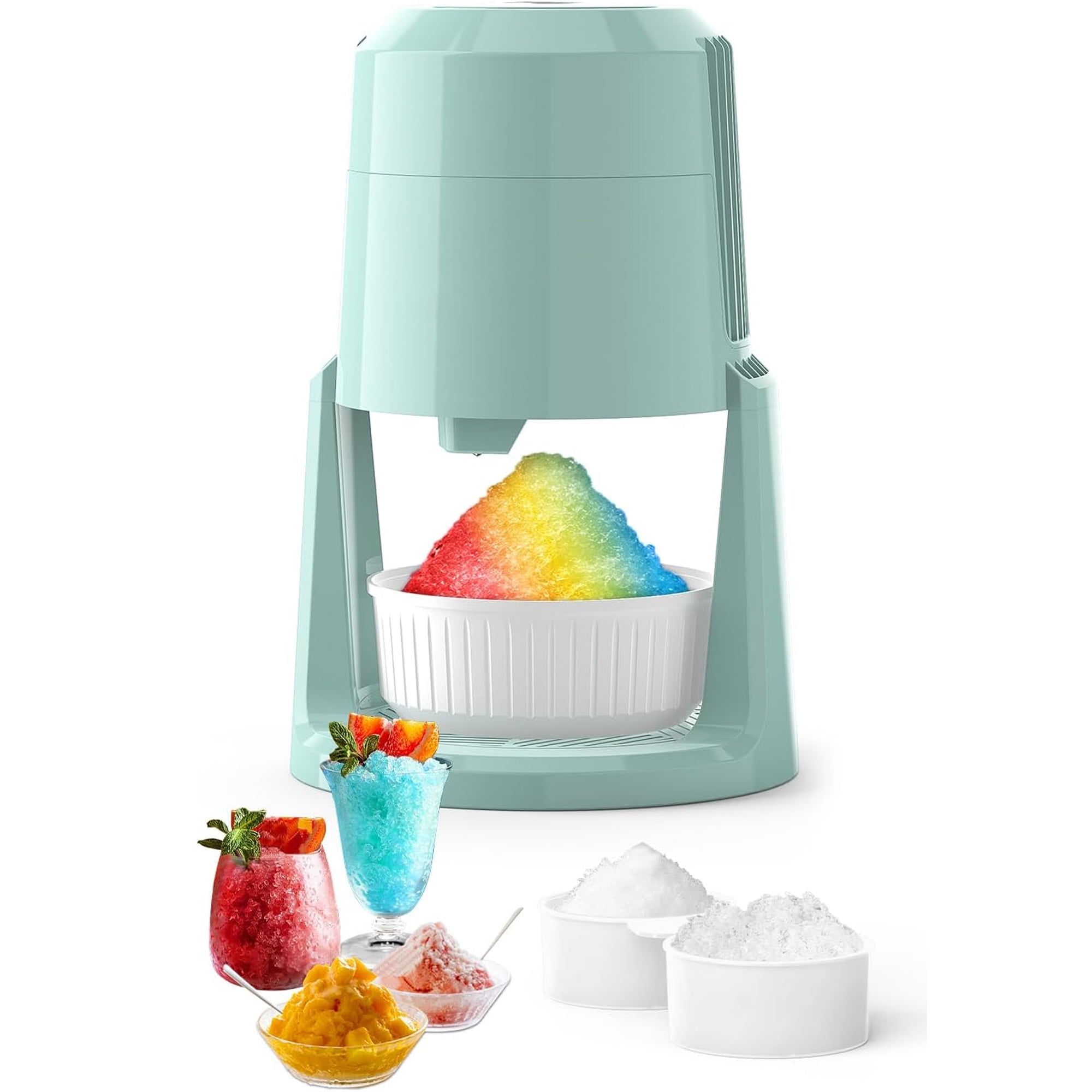 Leyeet Snow Cone and Shaved Ice Machine with 2 Reusable Plastic Ice ...