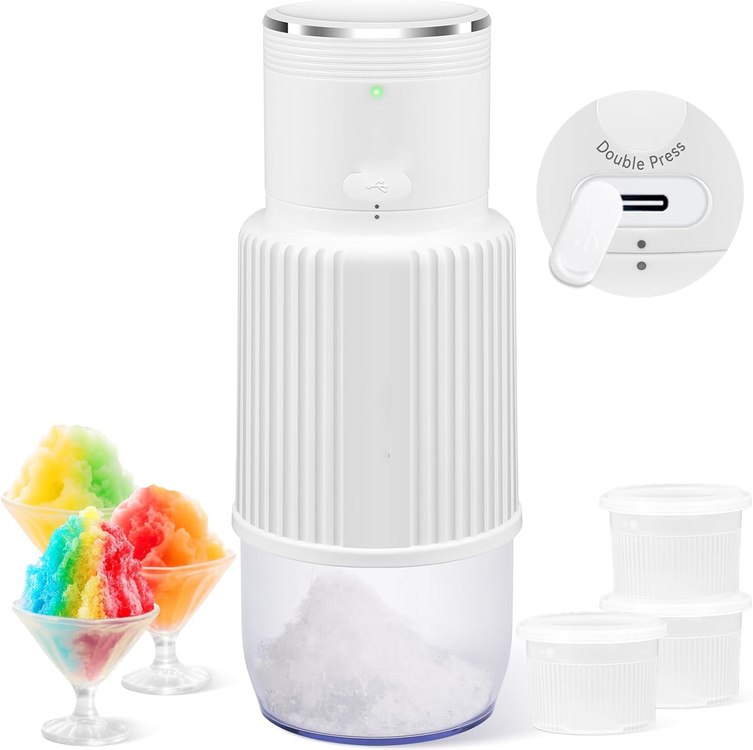 Snow Cone Shaved Ice Machine, Portable Cordless Ice Shaver Slushie ...