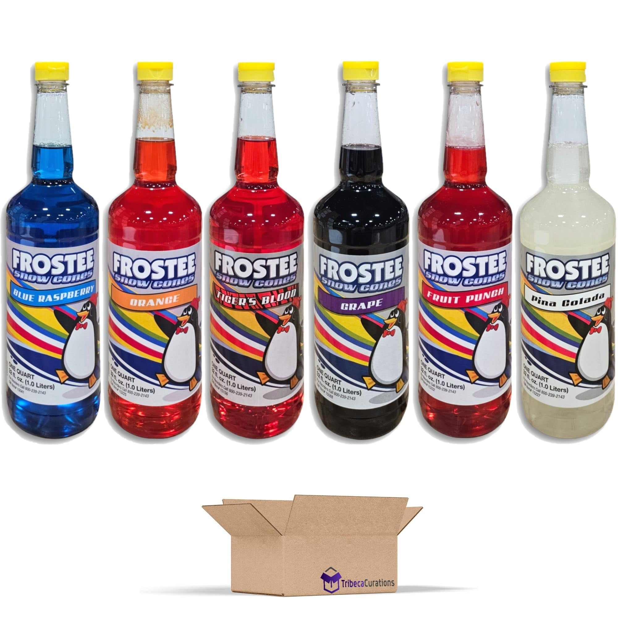 Snow Cone Syrup 6 Flavor Variety Pack Blue Raspberry, Fruit Punch ...