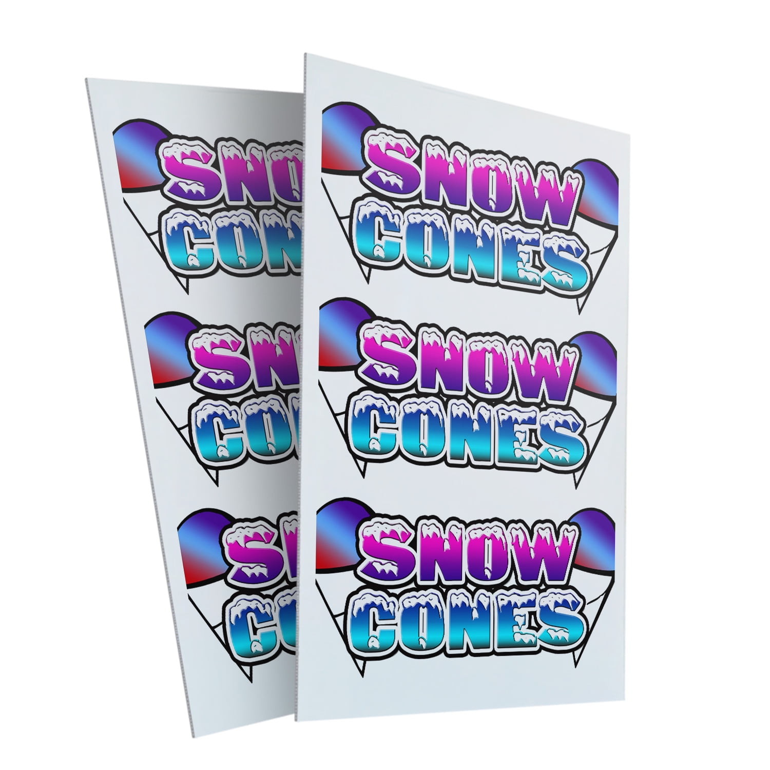 Snow Cones (2-PACK) 24" x 36" Plastic Signs | Sign Insert 4mm ...