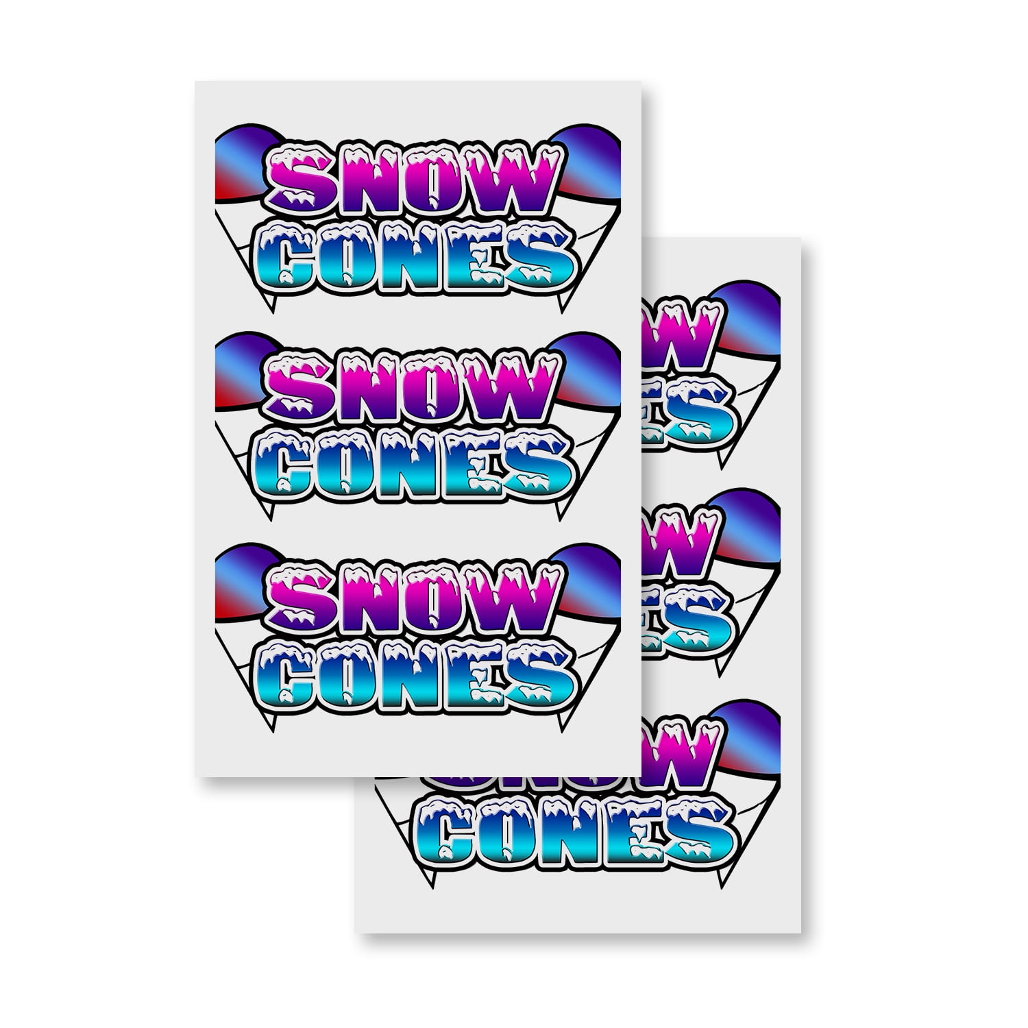 Snow Cones (2-PACK) 24" x 36" Vinyl Decals | Sign Insert Peel & Stick ...