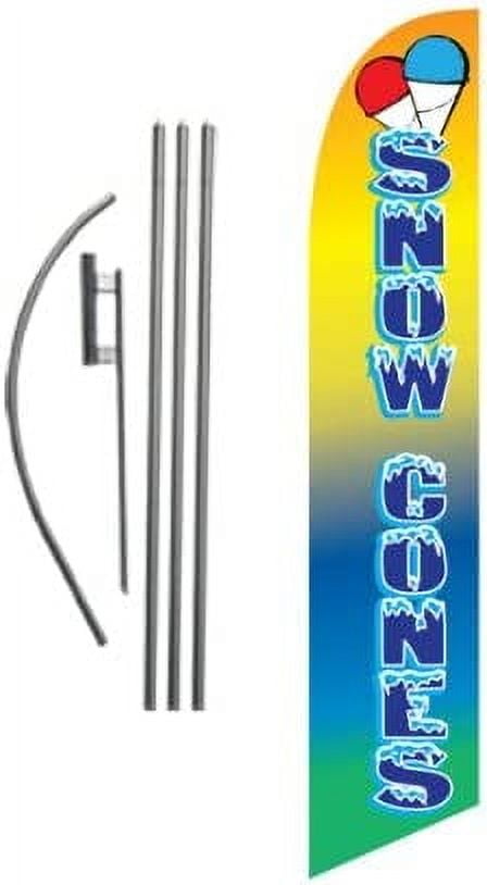 Snow Cones Advertising Feather Banner Swooper Flag Sign with Flag Pole ...