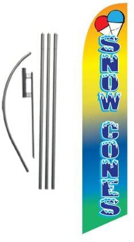 Snow Cones Advertising Feather Banner Swooper Flag Sign with Flag Pole ...
