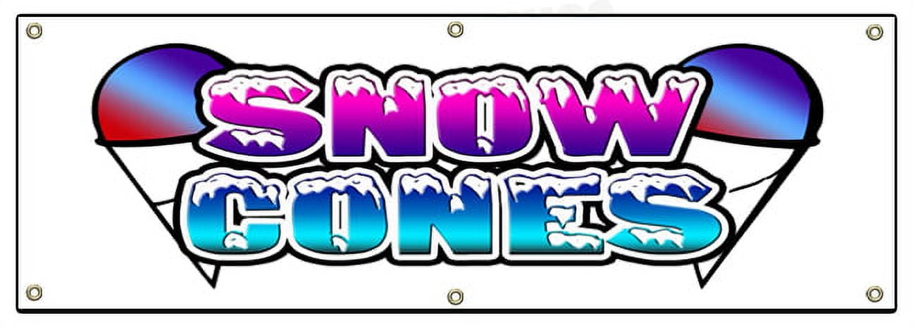 Snow Cones Banner 24" X 72" Heavy Duty 13 Oz Vinyl Banners with ...